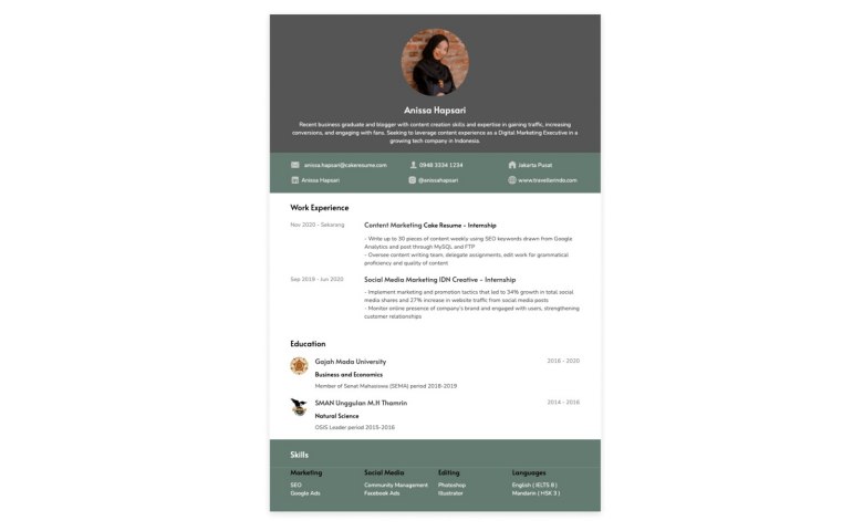 Contoh CV Mahasiswa yang Masih Kuliah, Untuk Magang dan Part Time