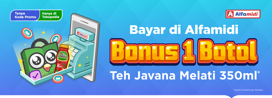 Bonus 1 Botol Teh Javana Melati 350ml Tiap Bayar di Alfamidi!