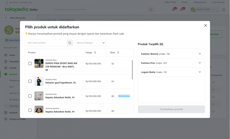 Cara Daftar Produk di Flash Sale - Pusat Seller Tokopedia