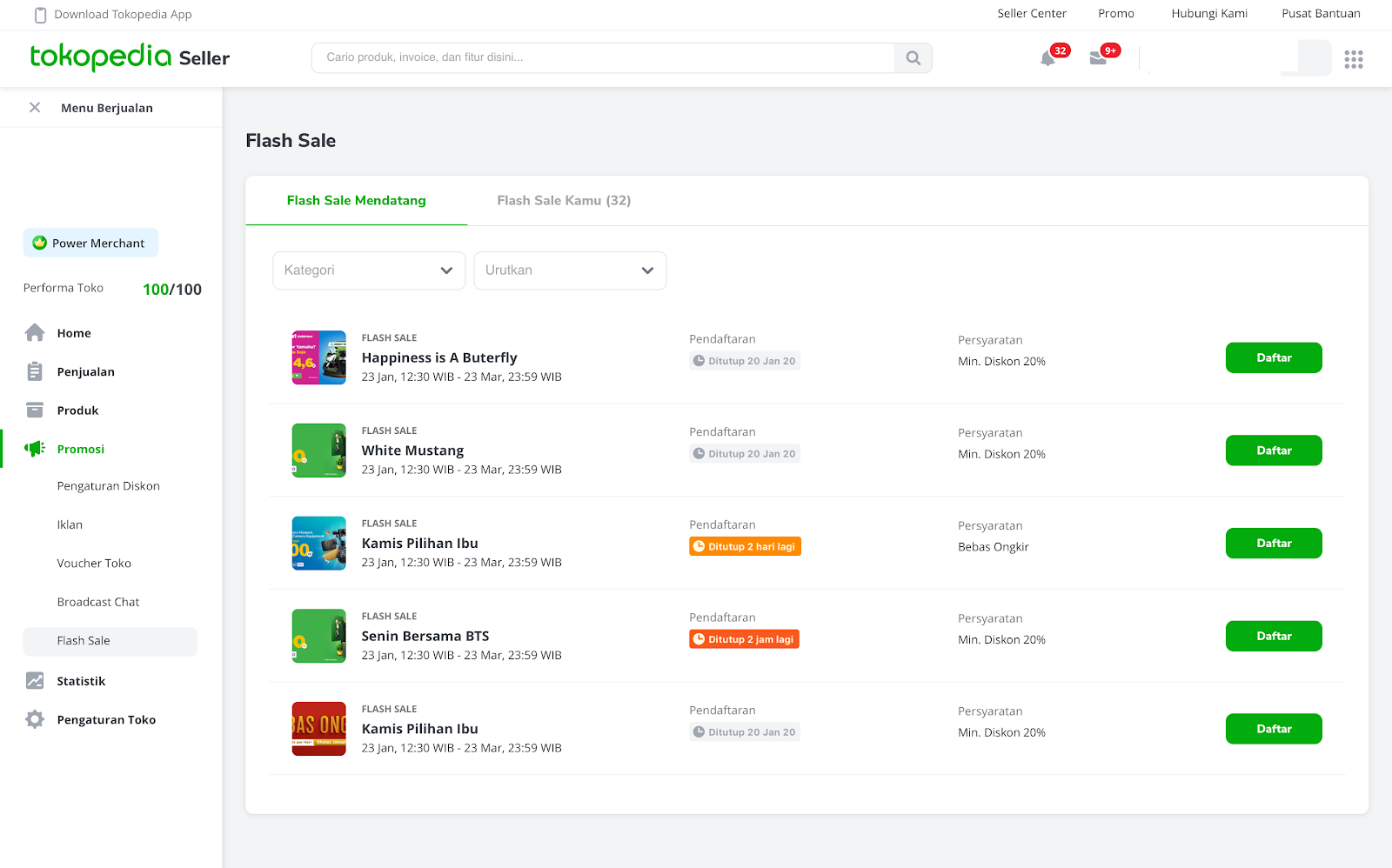 Cara Daftar Produk di Flash Sale - Pusat Seller Tokopedia