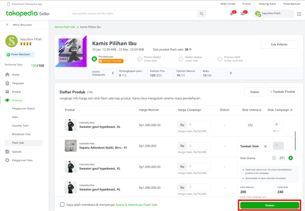 Cara Daftar Produk di Flash Sale - Pusat Seller Tokopedia