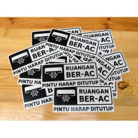 Jual Sticker Vinyl Stiker Sign Ruangan ber-ac pintu harap ditutup 6 ...