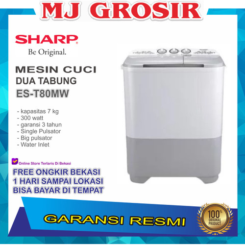 Jual MESIN CUCI SHARP EST 80 MW 7KG 2 TABUNG 80MW 7 KG PURE MAGIC LOW ...