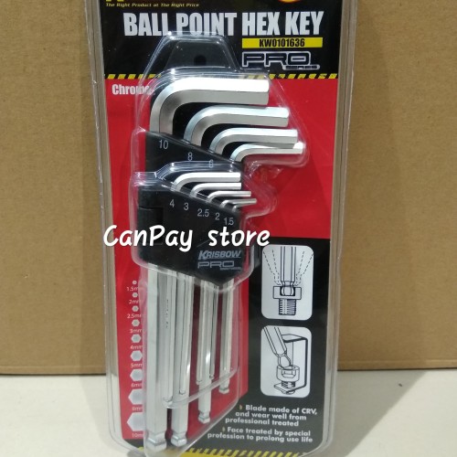 Jual Krisbow Set Kunci L Hex Ballpoint 1.5-10 Mm 25 Cm 9 Pcs - Jakarta ...