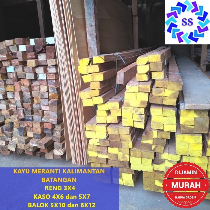 Jual KAYU MERANTI KALIMANTAN RENG 3X4 KASO 4X6 5X7 BALOK 5X10 6X12 ...