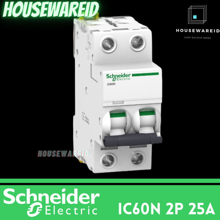 Jual MCB Schneider Acti9 iC60N 2 Phase 25 Ampere Original SNI, 2p 25a 2pole - Jakarta Pusat ...