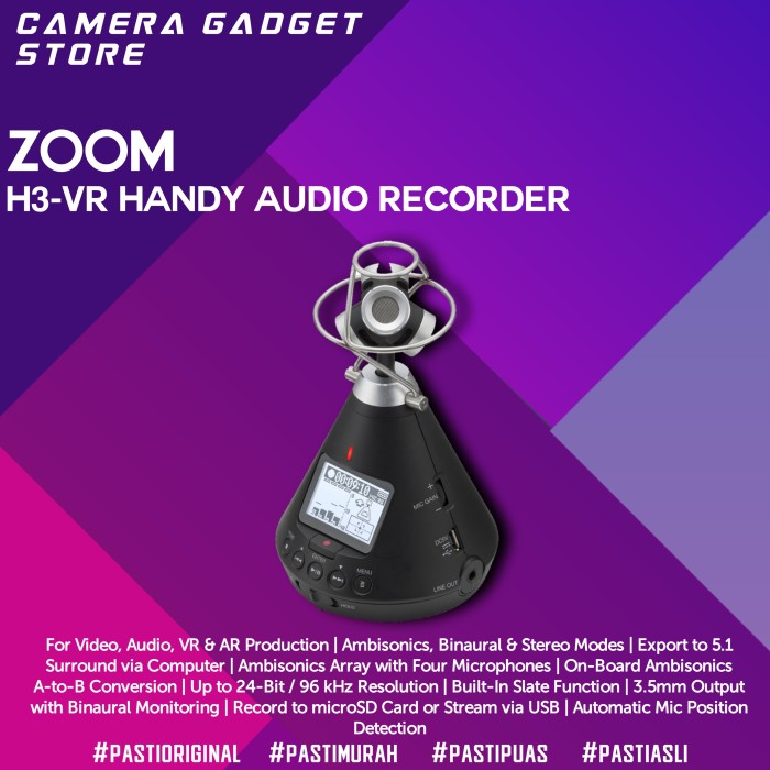 Jual Zoom H3-VR Handy Audio Recorder with Built-In Ambisonics Mic Array ...
