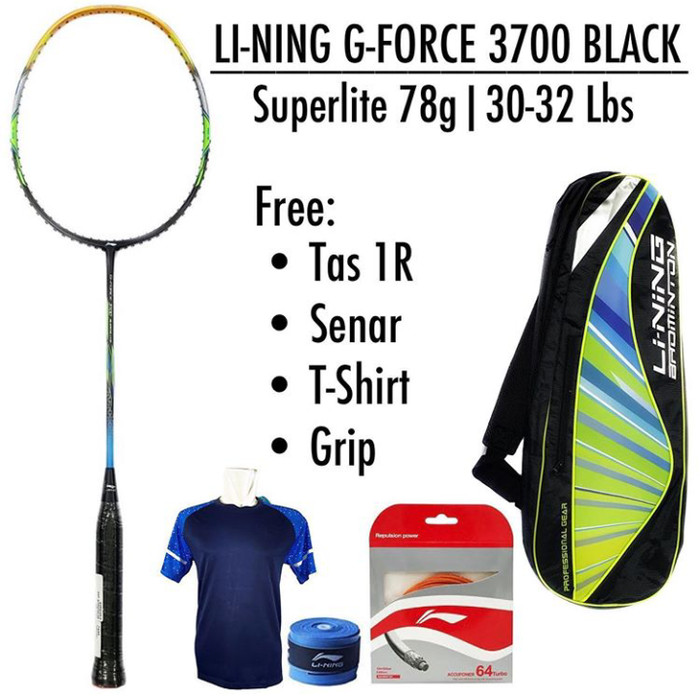 Jual RAKET LINING G-FORCE 3700 SUPERLITE BLACKAMBER RAKET BADMINTON LI ...