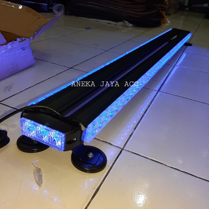 Jual lampu atap mobil led strobo polisi patwal 125cm led 8 baris biru ...