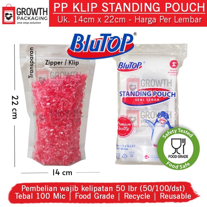 Jual plastik standing pouch PP klip 14x22 + with zipper + pp ziplock ...