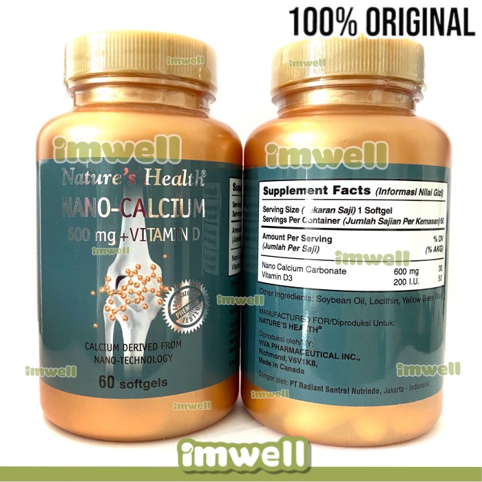 Jual Nature's Health Nano Calcium 600mg Vitamin D3 200iu (60) - Jakarta ...