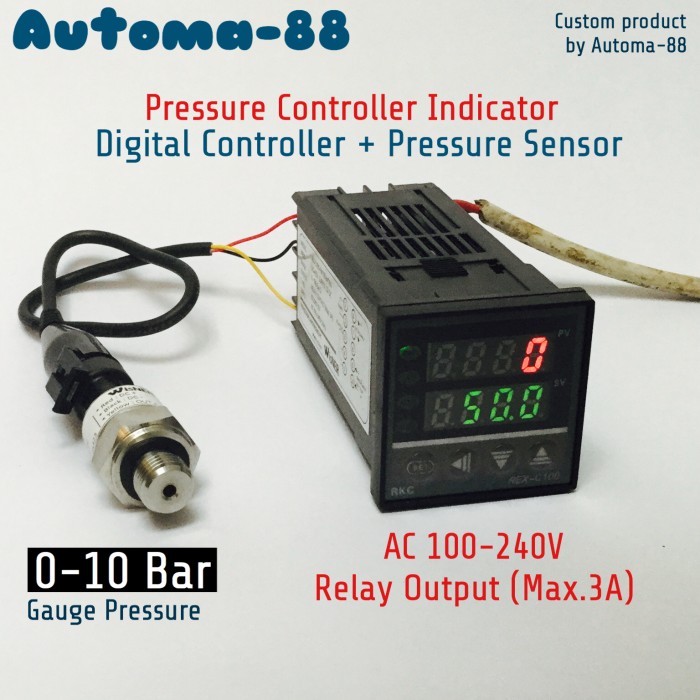 Jual Digital Pressure indicator 0-10Bar include Sensor 10 Bar Out Relay ...
