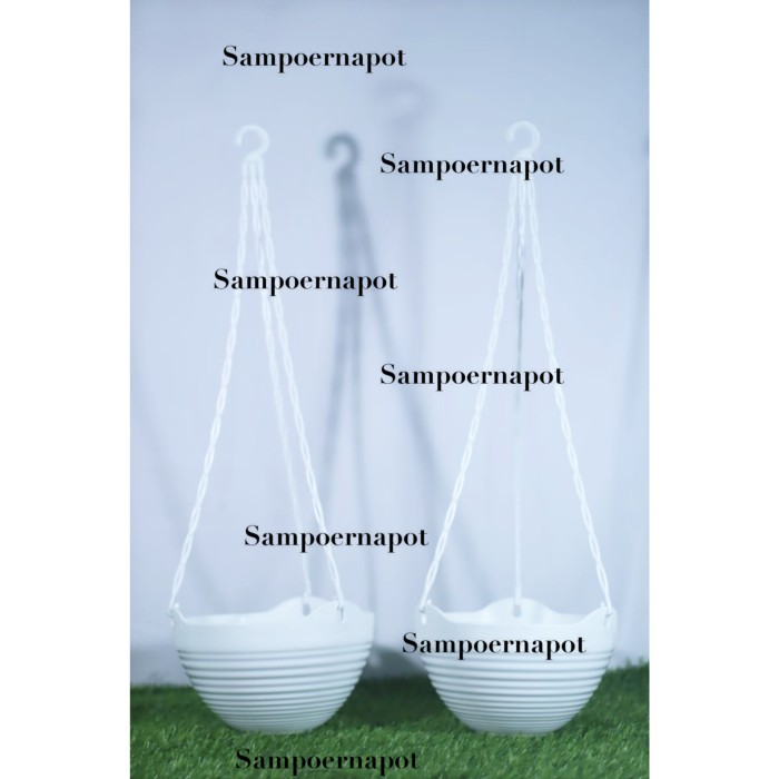 Jual Pot bunga tanaman gantung gentong putih size L 23cm - lovenia 8857 ...