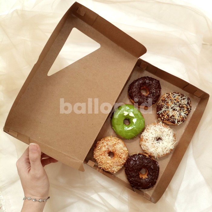 Jual DUS Dos Kotak Packing Laminasi Donat Roti Coklat Kraft 27 18 5 CM ...