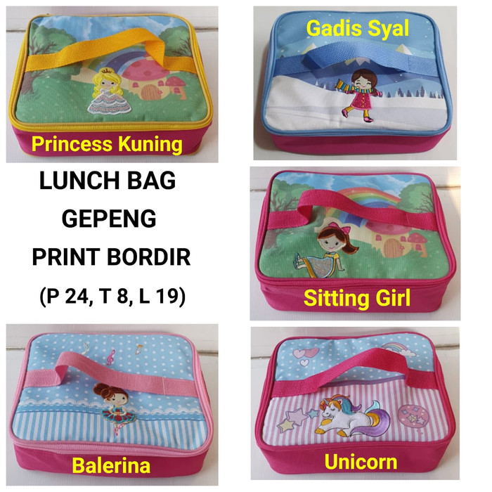 Jual Lunch Bag Bordir Kombinasi Printing / Tas bekal anak sekolah ...
