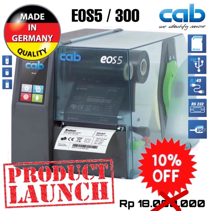 Jual CAB EOS 5/300 THERMAL TRANSFER RIBBON BARCODE LABEL PRINTER-300 ...