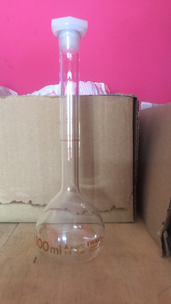 Jual volumetric flask iwaki pyrex 100 ml / labu ukur - Kota Depok ...