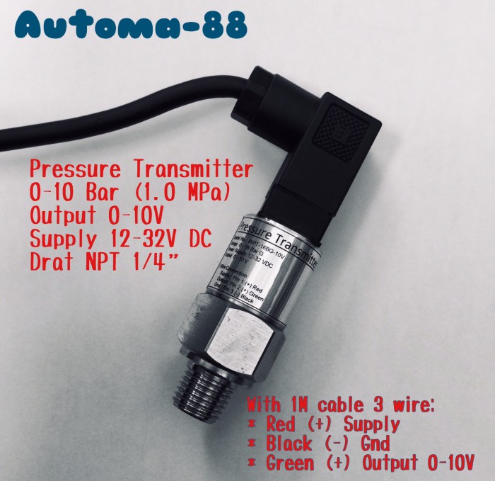 Jual Pressure Transmitter 0-10Bar Output 0-10Vdc 24Vdc Transducer HVAC ...