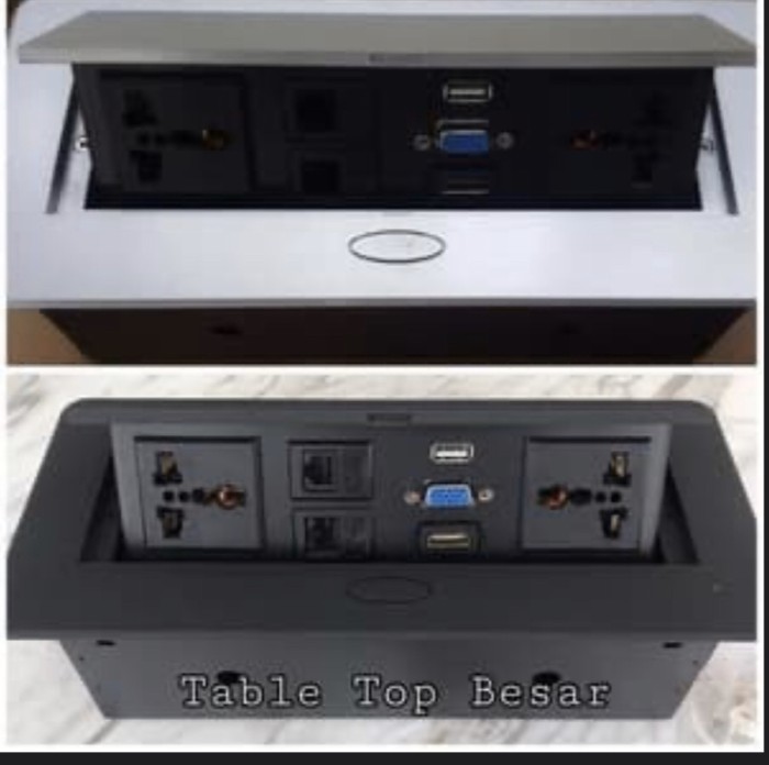 Jual Table Top Power Socket Meja Meeting 2 Colokan Listrik Line LAN 267 ...
