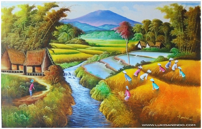 Ide 33+ Lukisan Pemandangan Persawahan