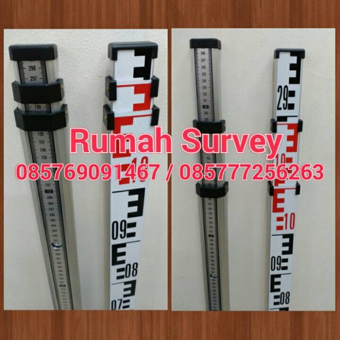 Jual RAMBU UKUR 3 Meter / BAK UKUR / LEVELLING STAFF 3 M + Nivo ...