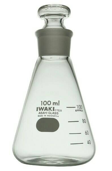 Jual Erlenmeyer flask 100 ml with glass stopper IWAKI - Kota Depok ...