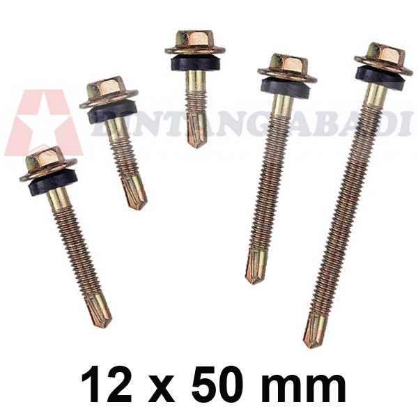 Jual Baut Ruping Baja Ringan 12 x 50 mm / Roofing Self Drilling Screw ...