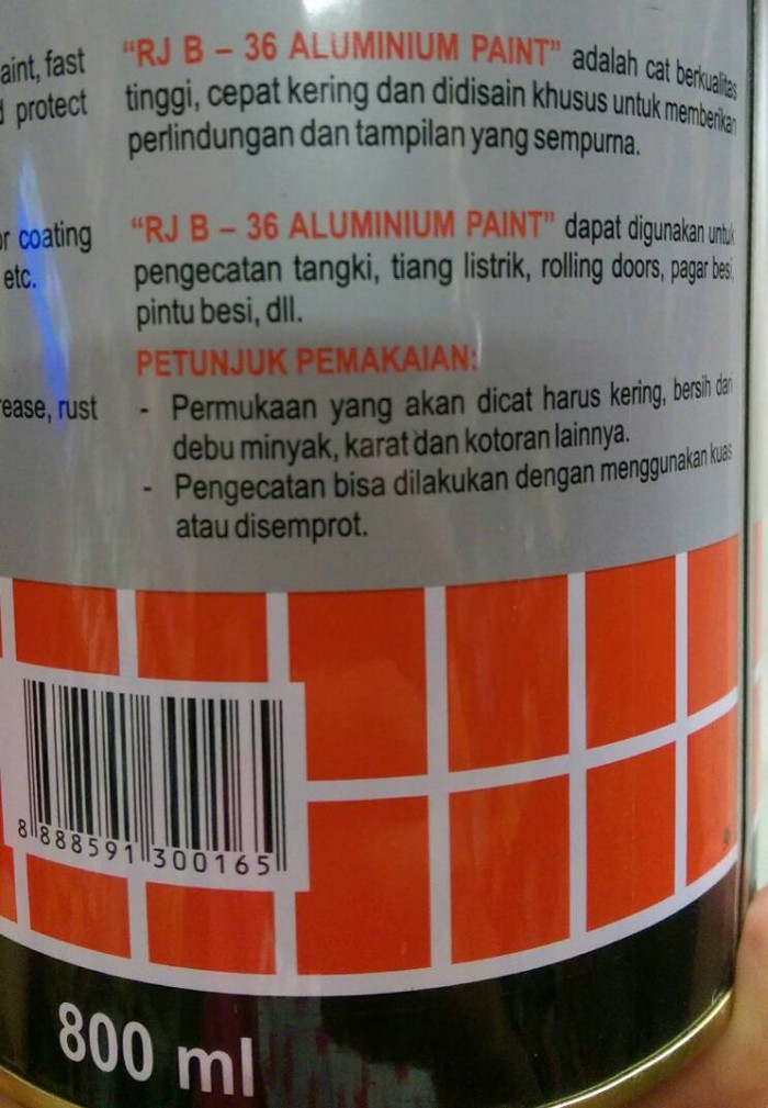 Jual CAT SILVER ALUMINIUM / CAT BESI MINYAK RJ ALUMUNIUM 800 ML - TK ...