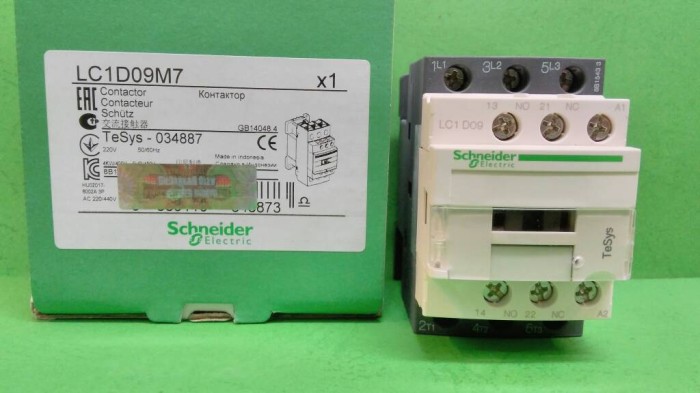 Jual Schneider LC1D09M7 Contactor Kontaktor TeSys 034887 220VAC 1NO+1NC ...