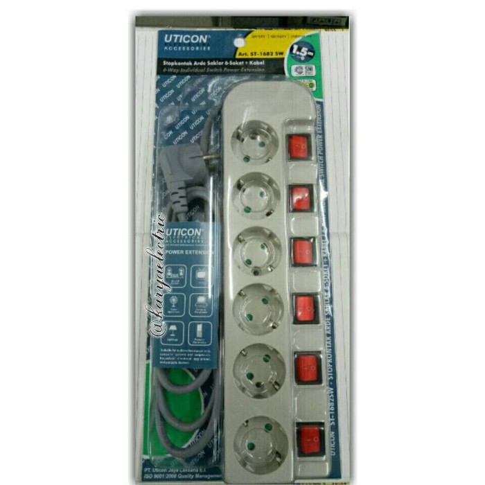 Jual Stop kontak Uticon 6 lubang switch ST1682SN - Jakarta Barat ...
