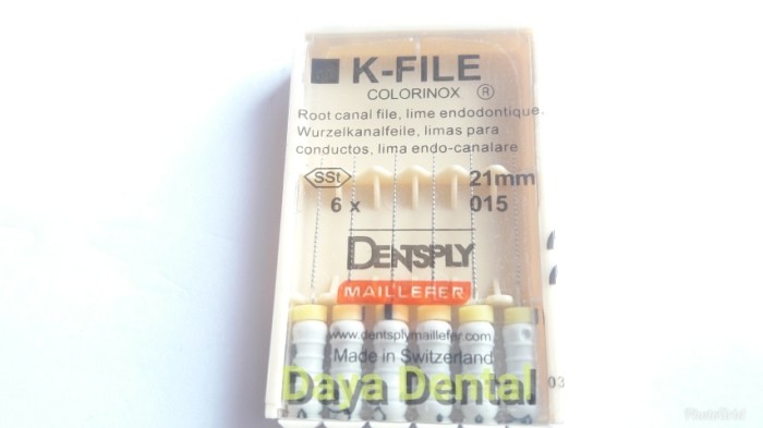Jual Dental jarum endo k file dentsply ukuran/ warna putih 21mm ...
