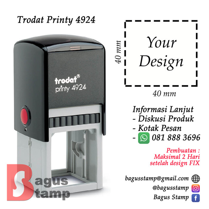 Jual Stempel Warna Otomatis Custom Design Trodat 4924 (Ukuran 40x40 mm) - Jakarta Pusat - Bagus ...