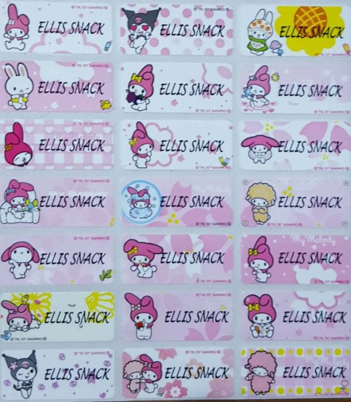 Jual MY MELODY LABEL NAMA WATERPROOF STIKER TAHAN AIR - Kab. Tangerang ...