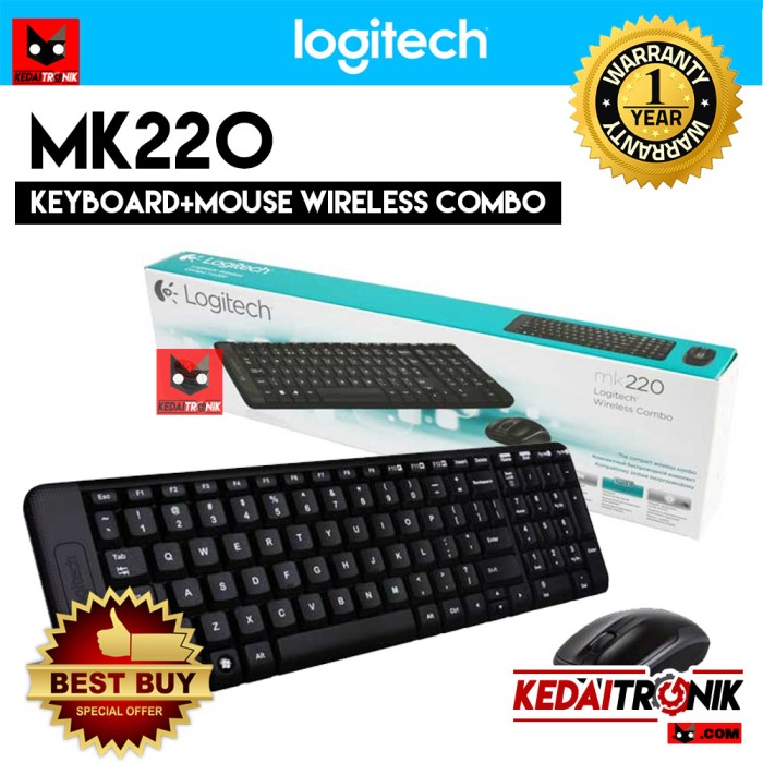 Jual Keyboard+Mouse Logitech MK220 Wireless Combo USB MK 220 Bundle ORI ...
