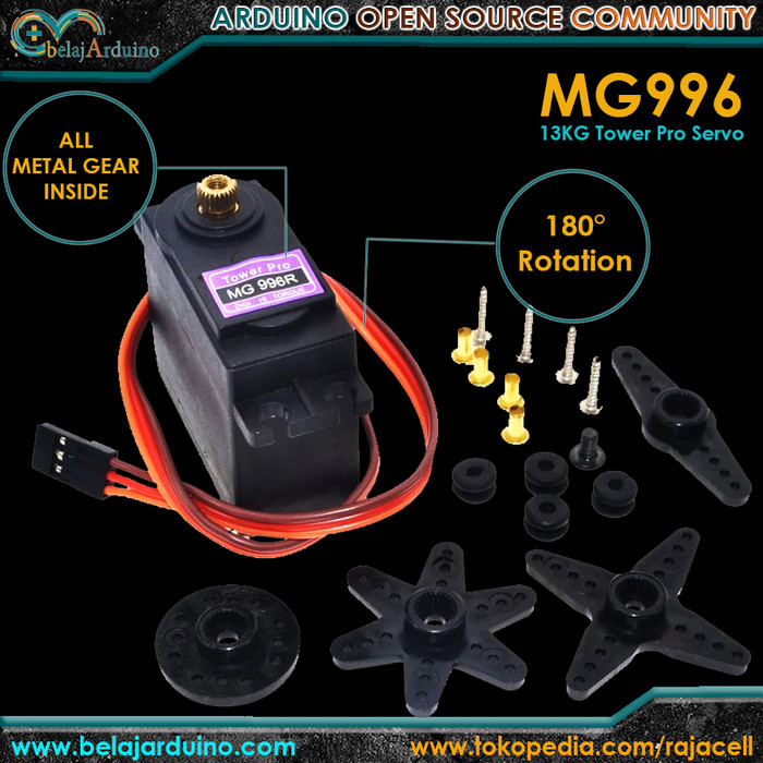 Jual Tower Pro MG996R High Torque Digital Servo Motor - NORMAL QUALITY ...