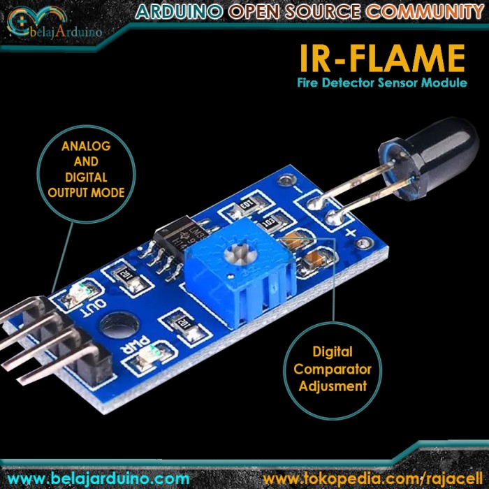 Jual 4Pin Flame Sensor detektsi Api IR Infrared sensor pendeteksi ...