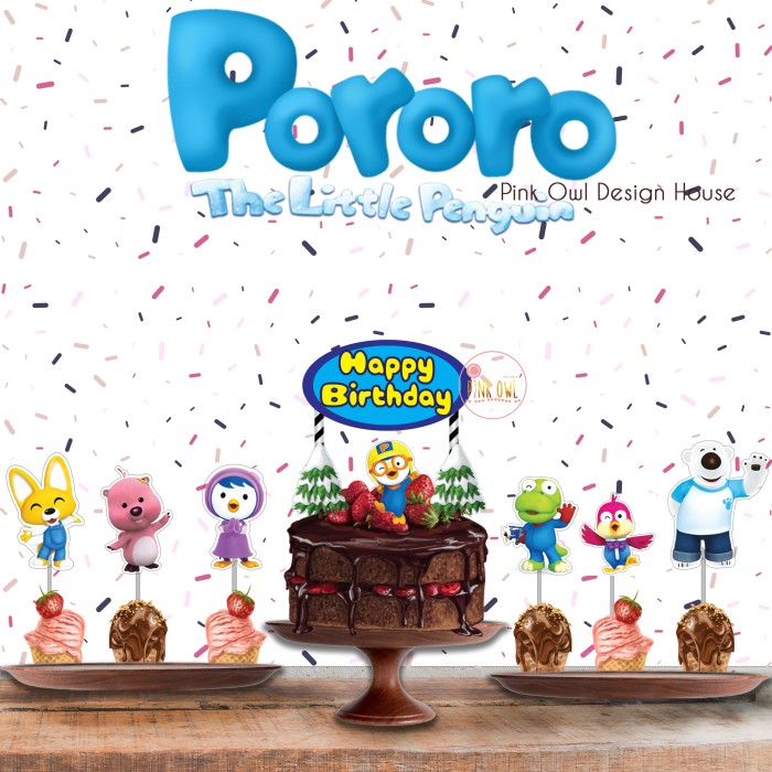 Jual Pororo Cake Topper | Hiasan Kue - Kab. Tangerang - Pink Owl Party ...