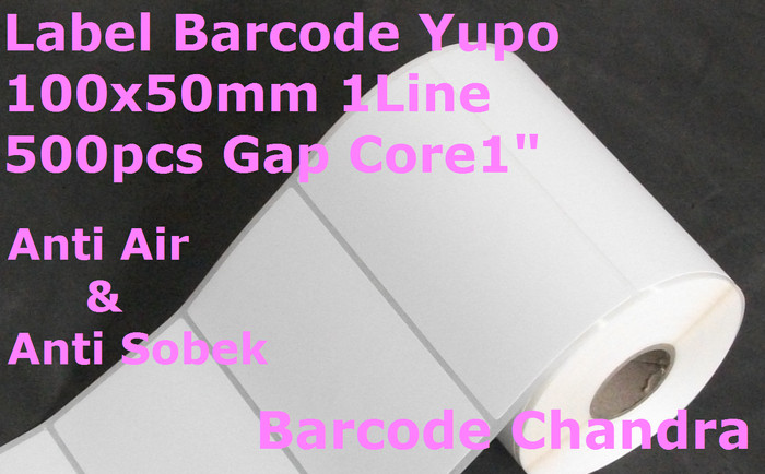 Jual Yupo 100x50mm 1Line 500pcs Core 1" Gap 2mm Barcode Label - Jakarta ...