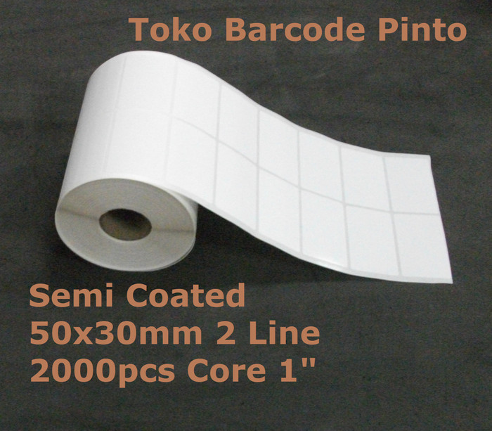 Jual Semi Coated 50x30mm 2Line 2000pcs Gap Core1"Label Stiker Barcode ...
