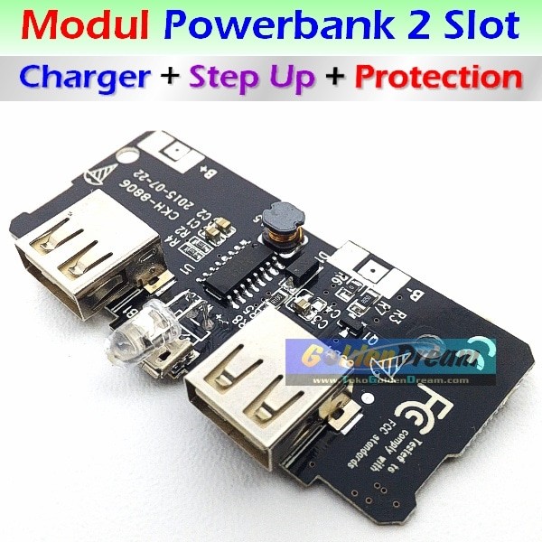 Jual Modul Powerbank 2 Slot Multi Charger + Step Up + Protection 5v 2A ...