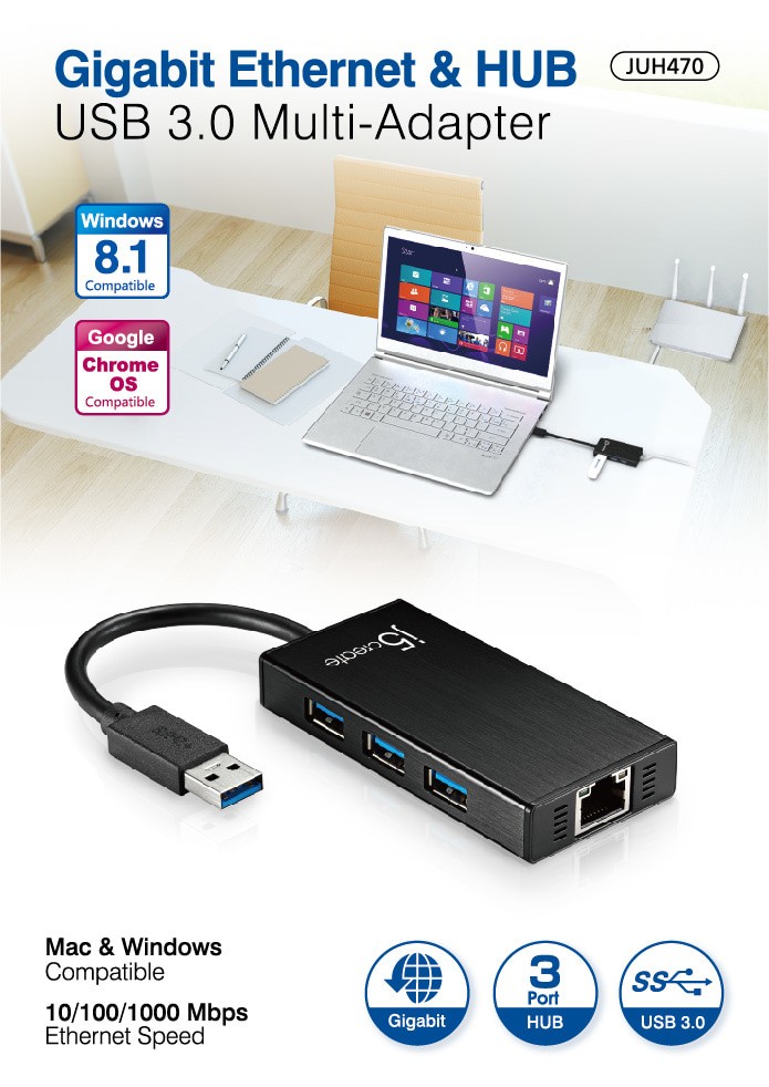 Jual j5create USB 3.0 Multi Adapter Gigabit Ethernet & Hub / JUH470 ... Jual j5create USB 3.0 Multi Adapter Gigabit Ethernet & Hub / JUH470 ...