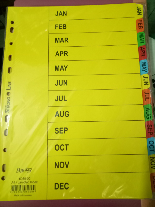 Jual Pembatas file Bantex Bulan/Divider Bantex A4 6059(jan-des ...