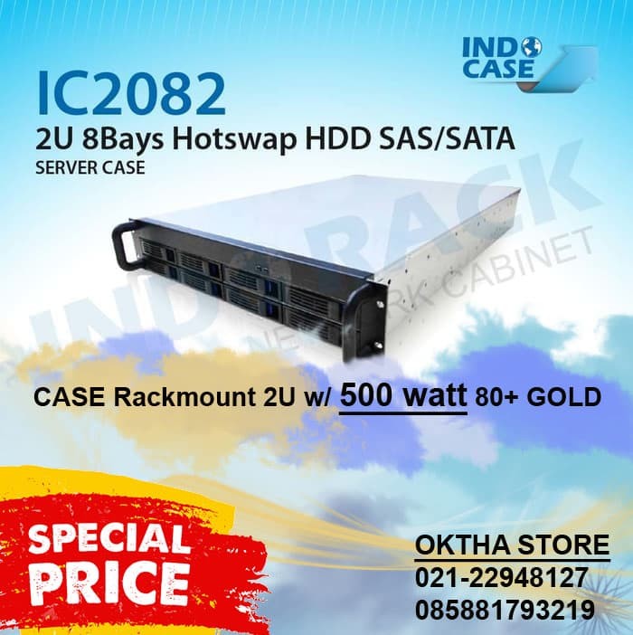 Jual INDOCASE Casing Server IC2082 2U w/ 500 watt 80+ GOLD HOTSWAP Rack ...