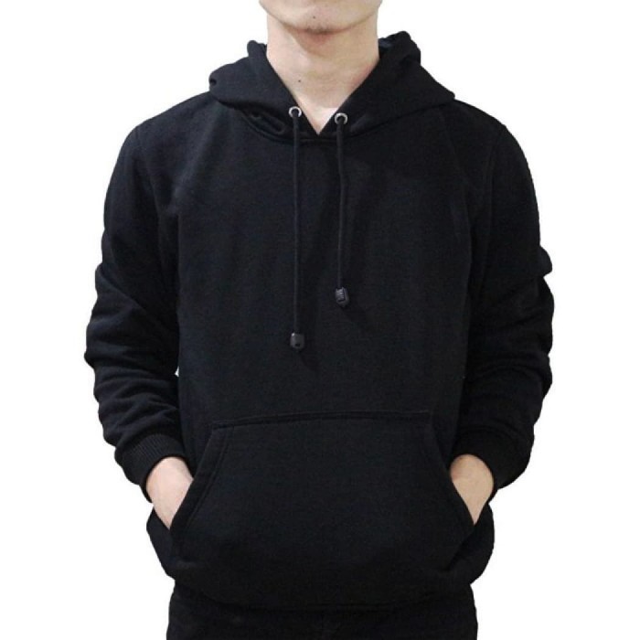 Jual Jaket Polos Pria Cowok Hoodie Jumper Sweater Hitam Pekat Keren ...