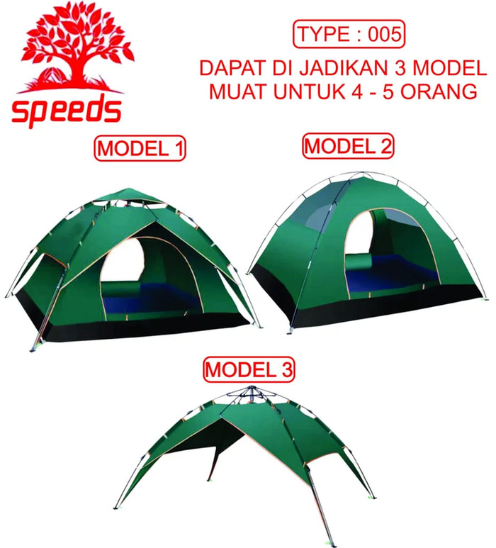 Jual Tenda Camping Besar Pantai Gunung Hutan Anti Angin Air 4-5 Orang ...