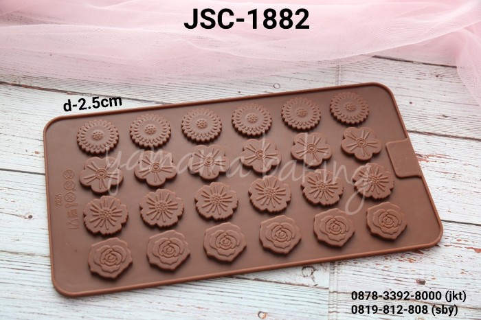 Jual JSC-1882 Cetakan silikon coklat puding bunga mawar rose koin ...