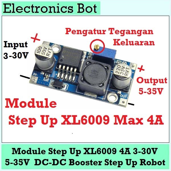Jual [EBS] Module Step Up XL6009 DC Booster 4A 3-30V 5-35V Penaik ...