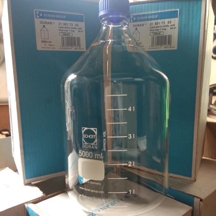 Jual Laboratory Bottle 5 L Duran Clear. Botol Lab tutup Biru 5 L - Kota ...