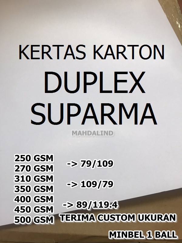 Jual KERTAS DUPLEX KARTON DUPLEK SUPARMA 350 GSM KUALITAS 1 UKURAN ...