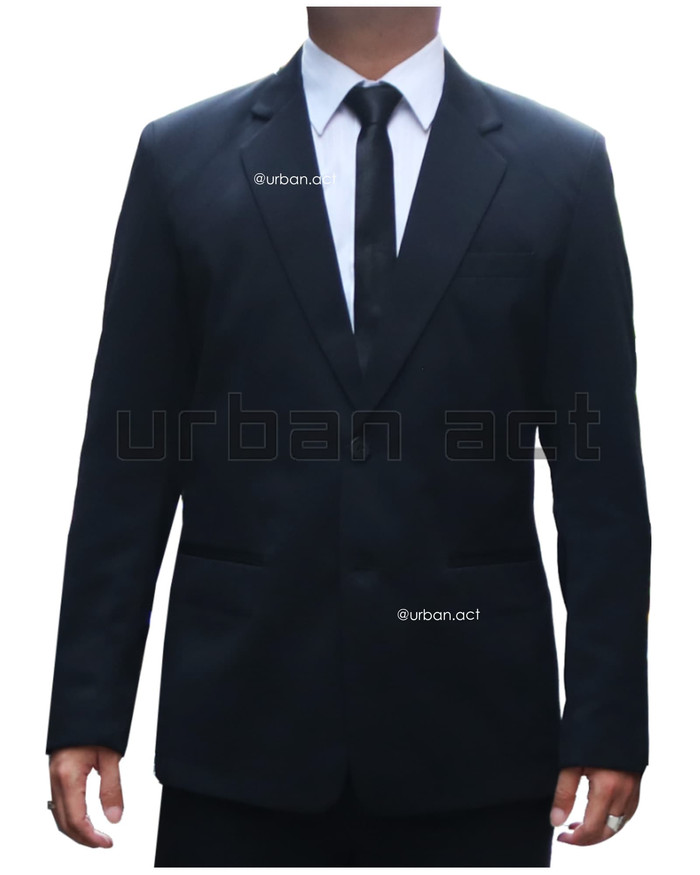 Jual jas formal pria hitam slim fit kancing 2 poli wool urban act ...